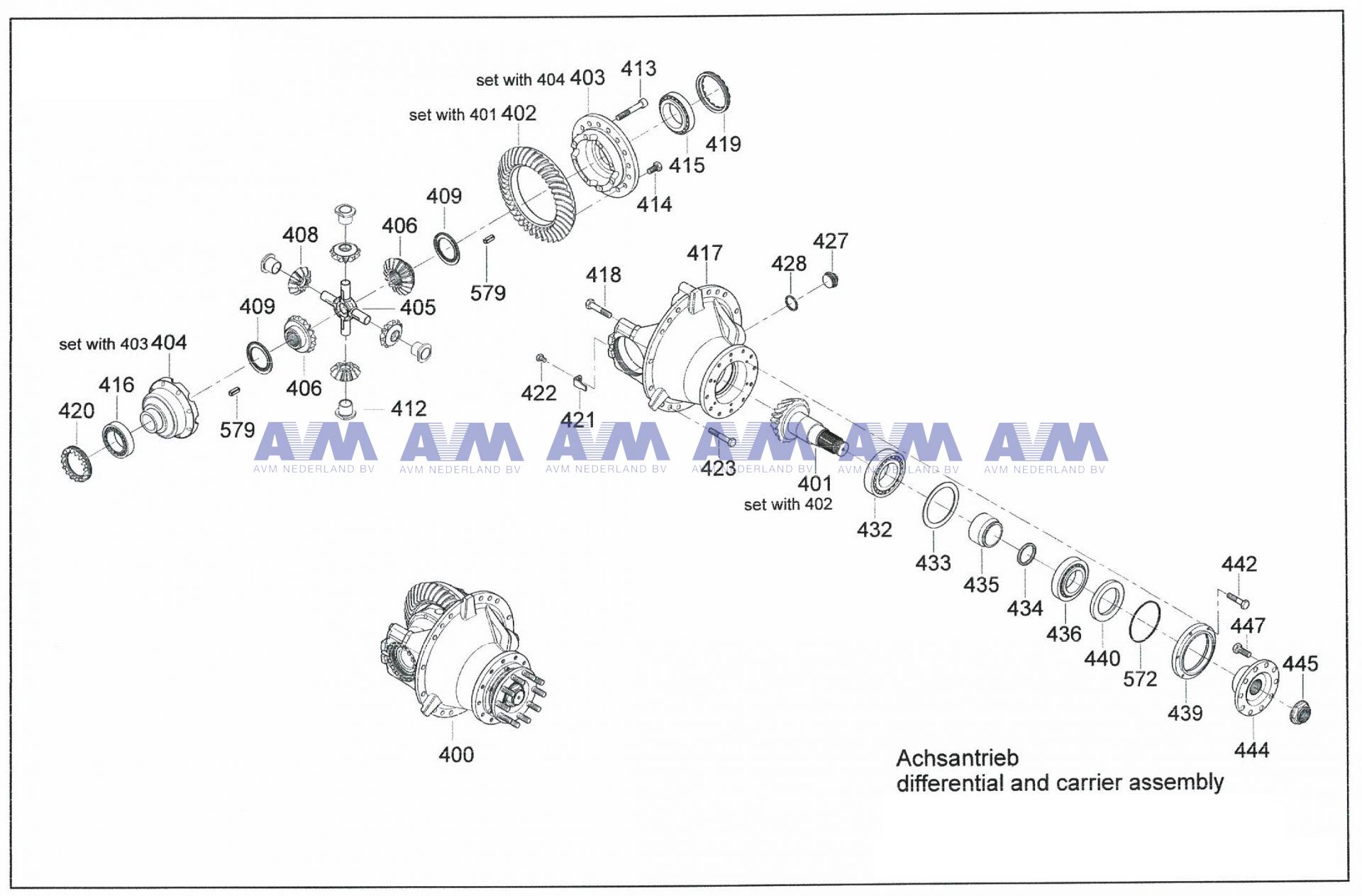 Complete axle D102PL341/528-NLB-FS Kessler | D102PL341/528-NLB-FS|1